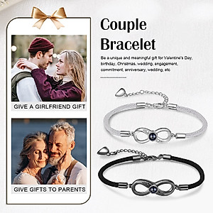 Nameinhea Custom Bracelet with Picture inside Personalized Photo Projection Bracelet,Picture Bracelet Personalized Photo Memorial Bracelet for Women Girlfriend Mom (Infinity)