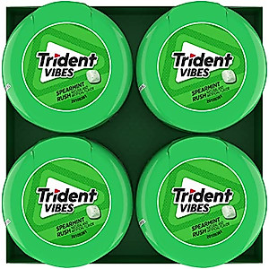 Trident Vibes Spearmint Rush Sugar Free Gum, 4 Bottles of 40 Pieces (160 Total Pieces)