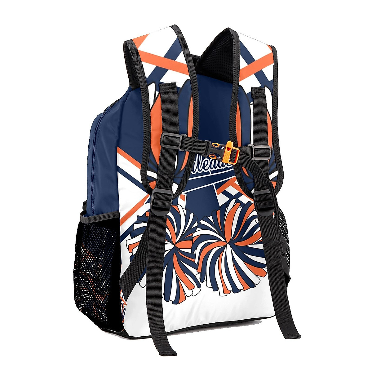 SunFancyCustom Custom Cheer Cheerleader Navy Blue Orange Personalized Causual Shoulder Bag Sports Leisure Camping Backpack for Women Men