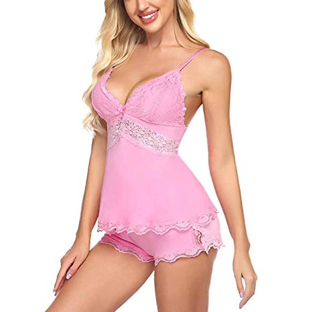 Avidlove Women's Pajama Set Sleeveless Sleepwear Pjs Sets Ladies 2-Piece Nightwear Pink L