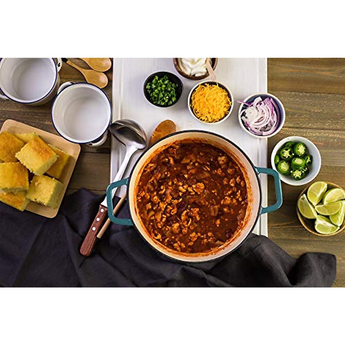 Mirro MIR-19063 4.8 Quart Cast Iron White Enamel Coated Interior Dutch Oven, Teal, Ready to Use