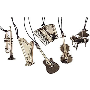 6 Pcs Musical Instrument Bookmark Metal Plated Creative Bookmark Literary Music Bookmark with Lanyard for Opening Ceremony Birthday Celebration Gift