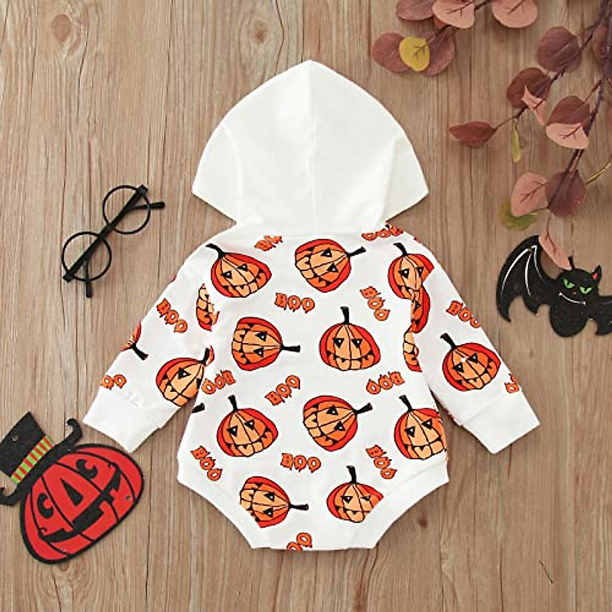 Newborn Baby Halloween Onesie Pumpkin Outfit Oversized Waffle Knit Sweater Bodysuit Pullover Baby Monster Sweatshirt Romper