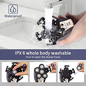 SAILHOME Electric Razor for Men- Upgrade 5 in 1 Shavers Bald Head Shaver Grooming Kit- Multifunctional Shavers- Wet & Dry Razor- Cordless Waterproof Beard Trimmer- USB Rechargeable (Big), Gray