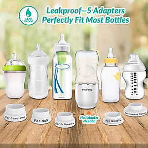 Bubblbay Portable Bottle Warmer,104° Digital Thermostat Baby Bottle Warmer with Upgraded 5 Adapters Leak-Proof Design,Wireless LED Display Travel Bottle Warmer for Breastmilk or Formula
