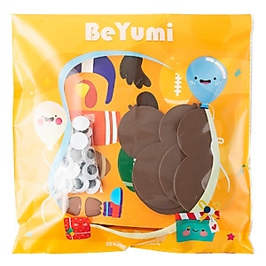BeYumi 24 Sets Thanksgiving Foam Football Turkey Craft Kit DIY Give Thanks Rugby Turkey Handing Ornaments Decorations Fall Autumn Make A Turkey Craft for Kids Home School Classroom Party Activities