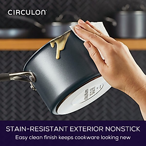 Circulon A1 Series with ScratchDefense Technology Nonstick Induction Straining Sauce Pan with Lid, 2 Quart, Graphite