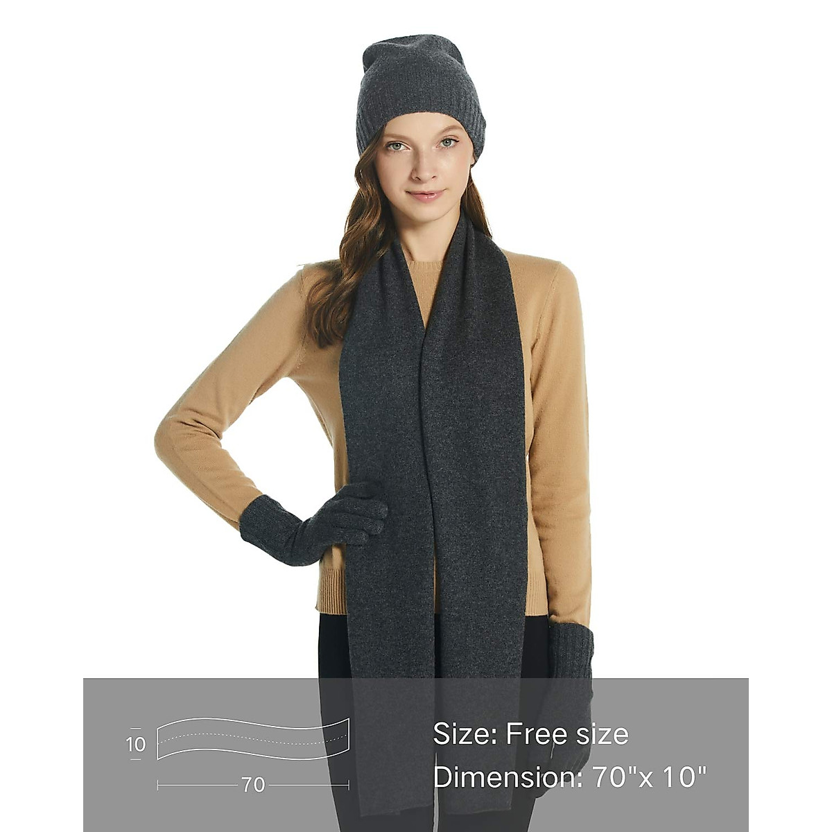 EURKEA 100% Cashmere Winter Scarf in Solid Colors with Gift Box for Women, Warm & Soft & Lightweight, Gift Ready