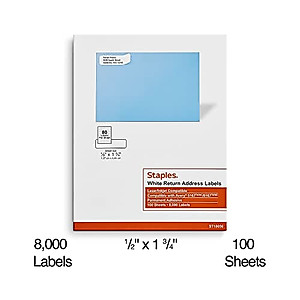 Staples 573945 Laser/Inkjet Shipping Labels 0.5-Inch W X 1.75-Inch L White 80 Labels/Sheet