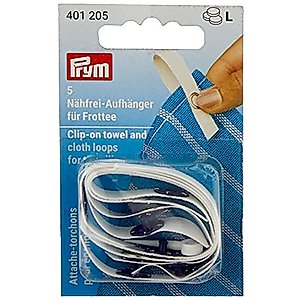 PRYM 401205 Clip-on towel and cloth loops / Towel clips suitable for towelling; white, 5 pieces