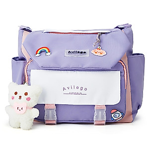 Crossbody Bags for Women Kawaii Bag with Pins Pendant Shoulder Bag Messenger Bag Cute Tote Stylish Hobo Purses Satchel 2023