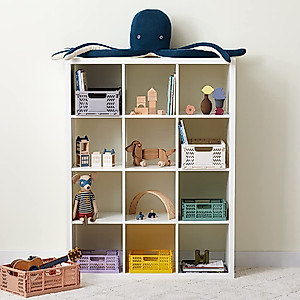 3 Sprouts Recycled Plastic Collapsible Crate - Stackable Folding Storage Crate for Organization for Adults & Kids - Foldable Plastic Crate - Large - Yellow