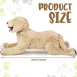 Geosar Giant Dog Stuffed Animals Fluffy Labrador Large Stuffed Dog Hugging Toy Big Cuddly Plush Body Pillow Gifts for Adult Kids, Pets Birthday Party Christmas Thanksgiving, Gold(70 cm/ 27.5 inch)