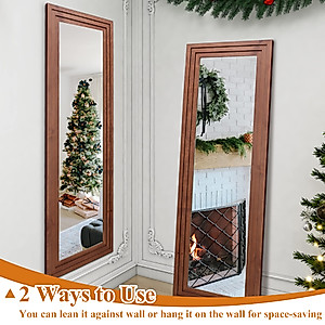 NeuType Rustic Full Length Mirror 65"x22" Large Mirror Rectangular Vintage Wood Framed Floor Mirror Full Body Mirror Hanging or Leaning Against Wall for Living Room Farmhouse, Natural