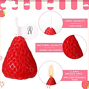 MTLEE Set of 12 Strawberry Candle Strawberries Shaped Scented Candle Mini Fruit Soy Wax Candle Decorative Cute Candle for Birthday Bath Spa Aesthetic Party Wedding Gift Home Decor Stress Relief, Red