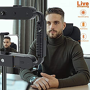 GVM Great Video Maker LED Ring Light 5600K Selfie Light, Smartphone Video Rig & Phone Video Stabilizer for Camera, Smartphone, Makeup, YouTube Setup, Self-Portrait Shooting with Bluetooth