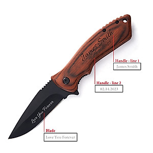 Personalized Engraved Pocket Folding Knife for Boyfriend Husband Dad Son Him - Valentines Birthday Christmas Anniversary Fathers Day Graduation Wedding Gift - Custom Men Camping Fishing Hunting Knives