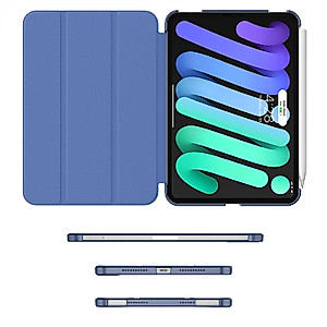 Soke for iPad Mini 7 Case A17 Pro, iPad Mini 7th/6th Generation 2024/2021- [Slim Trifold Stand + Auto Wake/Sleep], Protective Hard PC Back Cover for Apple iPad Mini 7/6 Gen 8.3 Inch - Navy