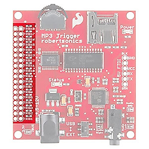 SparkFun MP3 Trigger - 18 Trigger inputs to Alternate Functions Random & sequential Track Selection Transport Controls Even Volume up/Down Real-Time Volume Control Full-Duplex Serial Control