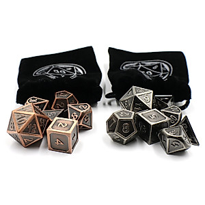 Two Metal Dice Role Playing Sets with Storage Chest for Tabletop Games