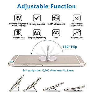 VOVIGGOL Transparent Phone Ring Holder Stand 2 Pcs, 360° Rotation Cell Phone Ring Holder Mobile Finger Kickstand Hand Phone Grip for iPhone, Clear Phone Ring for Phone Case (Round)