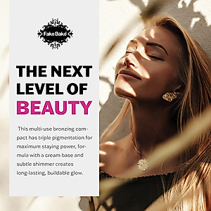 Fake Bake Bronzing Powder Face & Body Bronzer Creamy Sun Kissed Radiant Glow - Lasting Natural Color Enhancer & Highlighter - Cruelty Free, Vegan - .16oz
