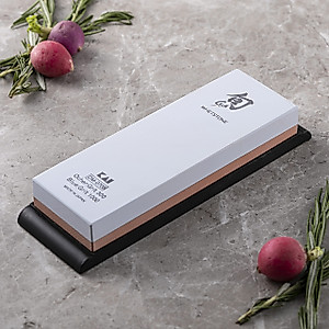 Shun Combination Whetstone for Knife Sharpening, 300 and 1000 Grit, DM0708, 6", Light Gray