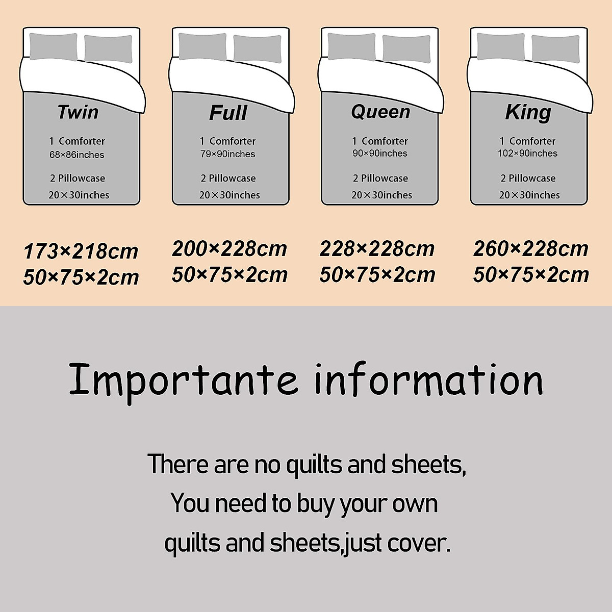 ZILOOK 3 Piece Bedding Set Printed Duvet Cover Set Printed Bed Comforter Cover Quilt Covers with Pillowcases for Your Own Bedroom(Queen)