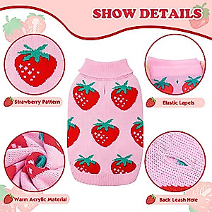 SCIROKKO Dog Sweaters for Small Dogs - Cute Girl Dog Clothes Knitwear Warm Puppy Winter Sweater, Pink Strawberry