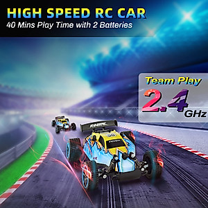 RC Car Remote Control Toys - 1:20 Scale All Terrain Hobby RC Racing Car, 2.4Ghz High Speed 2WD RC Buggy Cars with 2 Rechargeable Batteries, Off Road Electric Cars for Kids Boys Girls Adult Xmas Gifts