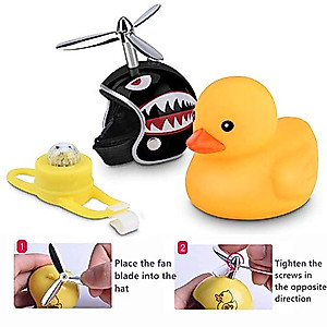 NEKRASH Duck Bike Bell, Rubber Duck Bicycle Accessories with LED Light, Cute Propeller Handlebar Bicycle Horns for Kids Toddler Children Adults Sport Outdoor