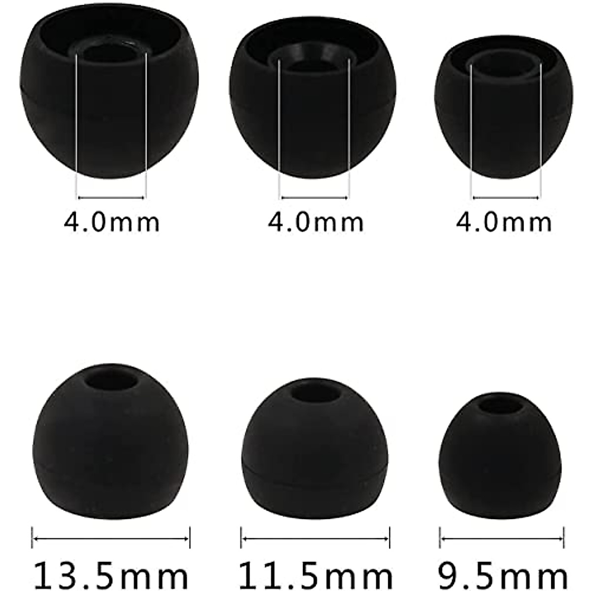 ALXCD Ear Tips Compatible with JBL Tune 130NC TWS in-Ear Earbuds, 6 Pairs S/M/L Sizes Replacement Soft Silicone Earbud Tips Eartips, Compatible with JBL Tune 130NC TWS, Black