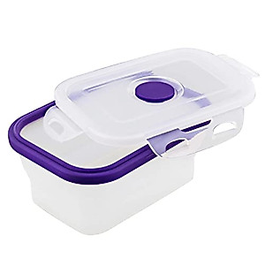 Potted Pans Collapsible Containers with Lids - 4pc Clear Food Silicone Storage Containers with Colorful Venting Lids