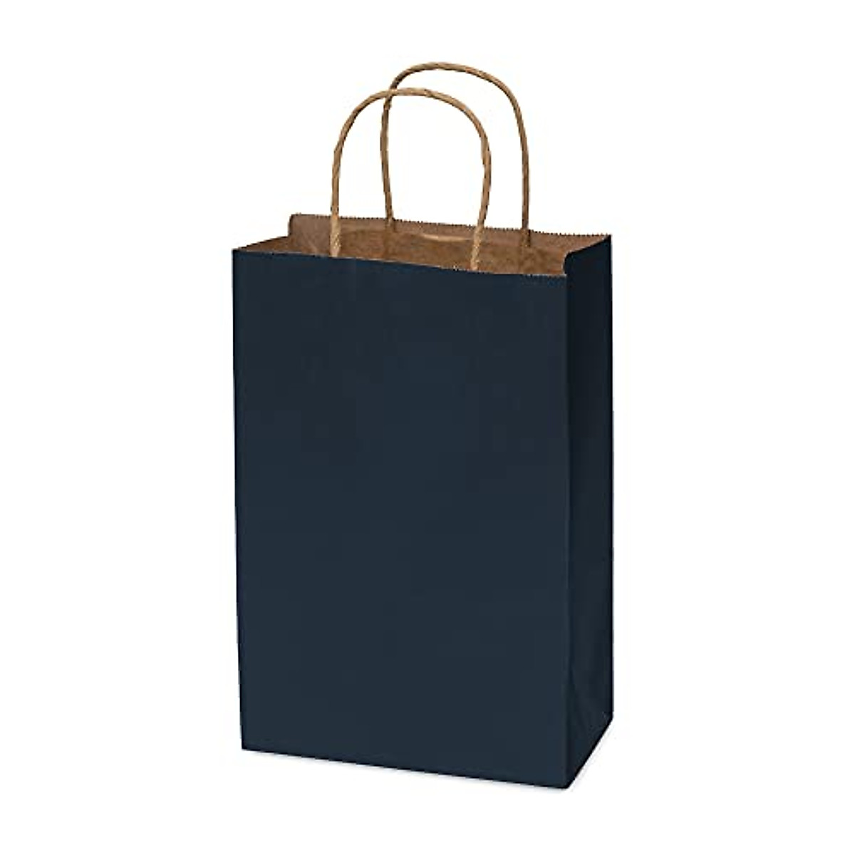 Blue Gift Bags - 6x3x9 100 Pack Navy Kraft Paper Shopping Bags with Handles, Craft Totes in Bulk for Boutiques, Small Business, Retail Stores, Birthday Parties, Restaurants, Take-Out