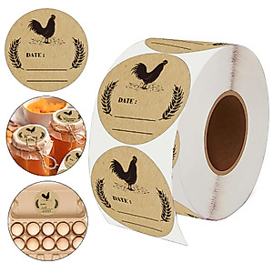 SMARSTICKER 500pcs Farm Chicken Egg Labels Chicken Canning Labels 2 inch Round Natural Brown Kraft Chicken Labels for Kitchen Mason Jar, Farmer, Crafts, Organizing, Gift, Price Tags