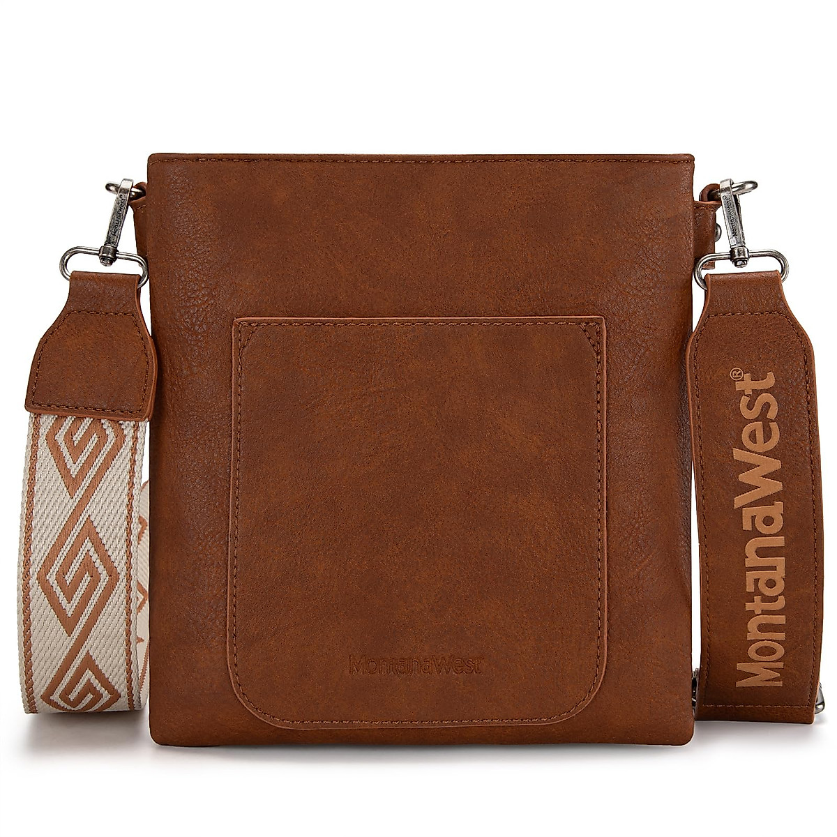 Montana West Crossbody Bags for Women Multi Pocket Cross Body Bag Purses with Guitar Strap Brown MWC-184DBR