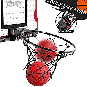 TEMI Basketball Hoop Indoor, Mini Basketball Hoop with 4 Balls, Over The Door Basketball Hoop for Kids and Adults, Basketball Toys for Boys Girls Age 3 4 5 6 7 8 9 10 11 12 - Kids & Teens Gift Ideas