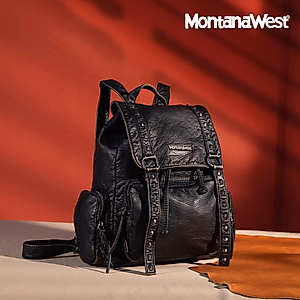 Montana West Backpack Purse for Women Trendy Satchel Backpack Washed Leather Drawstring Daypack for Casual Travel