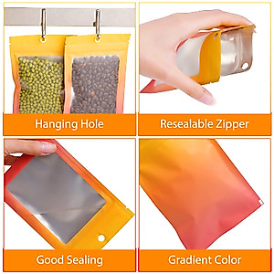 Funfery 100 Pieces Resealable Smell Proof Bags for Food Storage,Clear Cute Mylar Bags for Small Business Foil Ziplock Packaging Bags for Sample Jewelry Eyelash Gloss(Yellow Orange,2.7×3.9in)