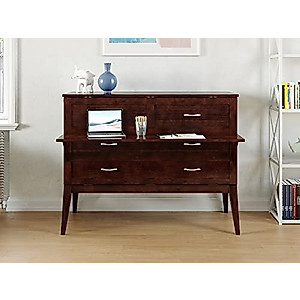 AFI, Northampton Murphy Bed Desk with Premium 6 Inch Folding Memory Foam Mattress and Built-in Charger, Full Size, Walnut