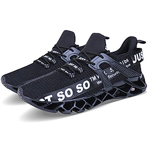 WONESION Womens Walking Running Shoes Athletic Blade Non Slip Tennis Fashion Sneakers (D Black, Numeric_8)