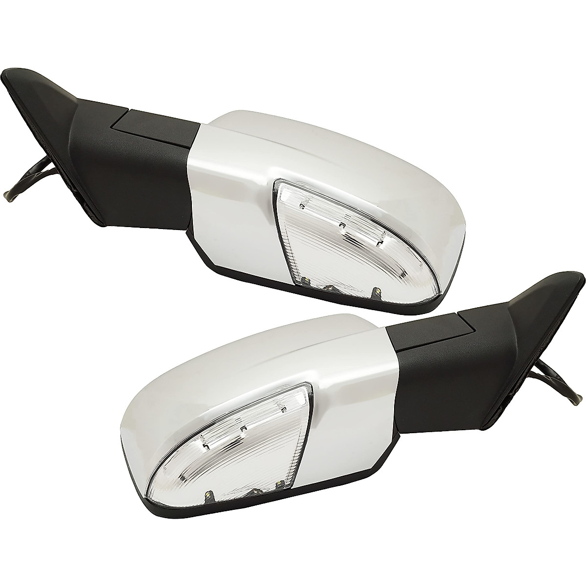 Kool Vue Driver & Passenger Side Power Heated Mirrors for Ram 1500 2500 2014-2018 Power Fold With Signal Light & Puddle Lamp Chrome