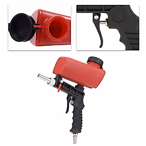 Pneumatic Sandblasting Gun, Small Handheld Sand Blaster Machine Blasting Tool 90PSI 21lbs Capacity
