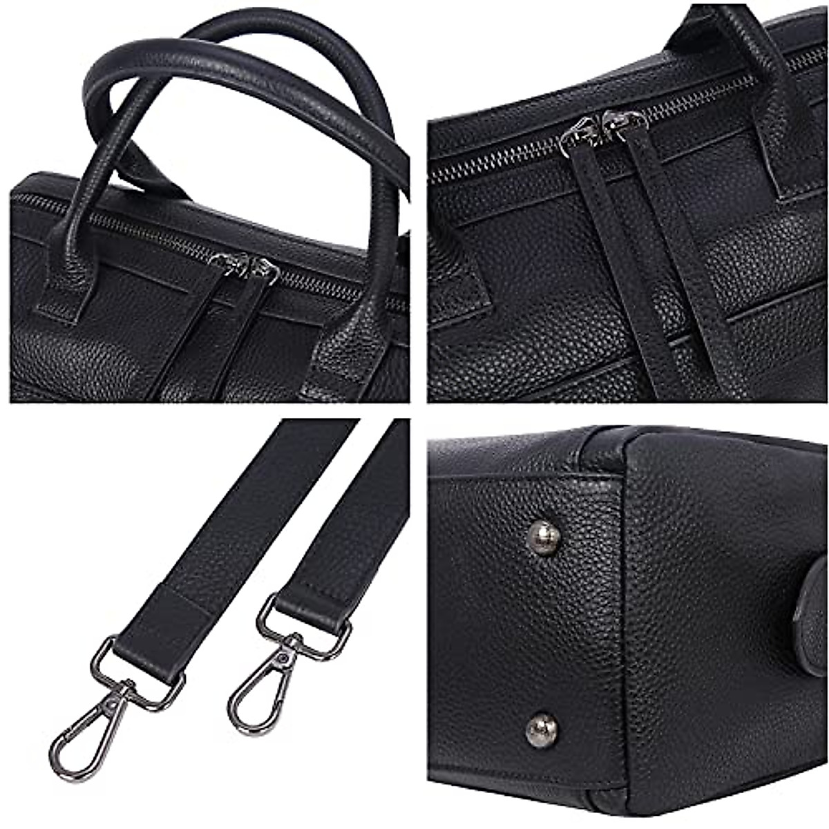 Iswee Genuine Leather Purses for Women Top Handle Handbags Soft Satchel Tote Shoulder Bag CrossBody Work Bag (Black)