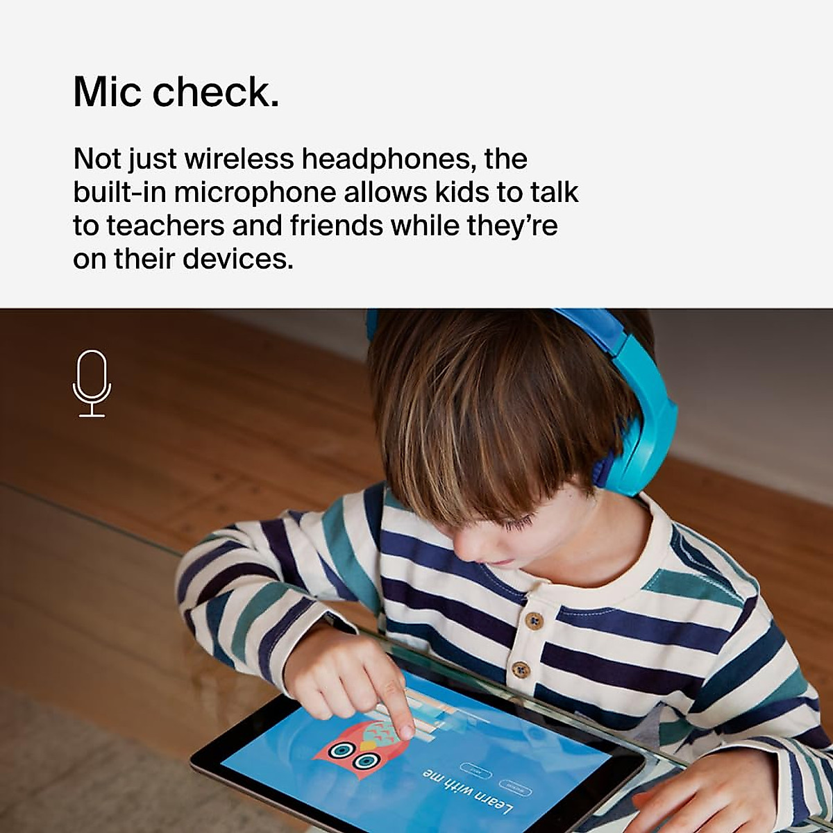 Belkin SoundForm Mini - Wireless Bluetooth Headphones for Kids with 30H Battery Life, 85dB Safe Volume Limit, Built-in Microphone - Kids On-Ear Earphones for iPhone, iPad, & More - Blue w/ Case