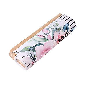 Baby Growth Chart Ruler Kids Roll-up Height Chart Wall Hanging Measurement Chart Wall Decor with Wood Frame for Kids Nursery Room Canvas Removable Height Growth Chart 8'' x 79'' (Pink Flower)