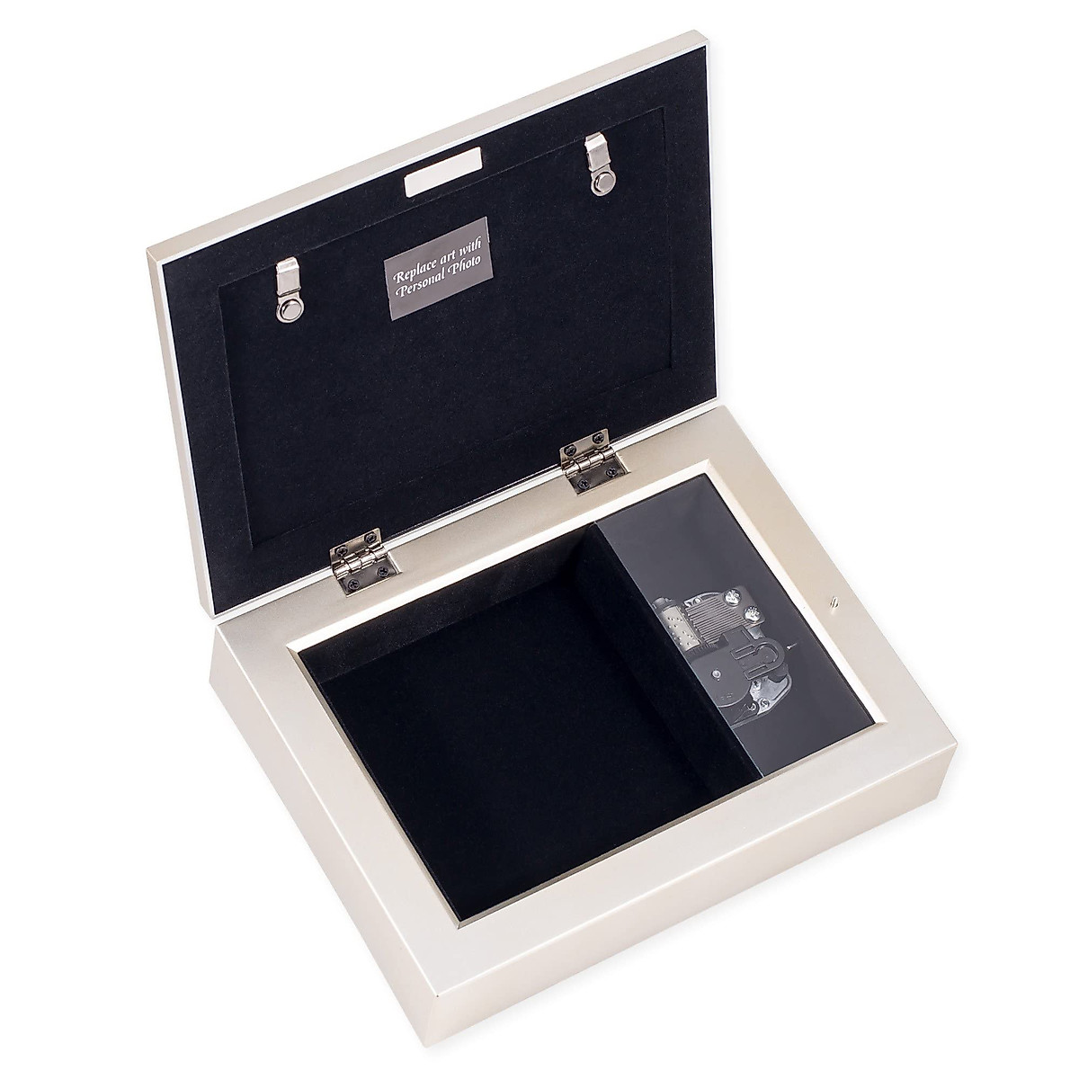 Cottage Garden Wings of Gold Loved One Watching Silvertone Gold Ornate Inlay Music Box Plays Wind Beneath My Wings