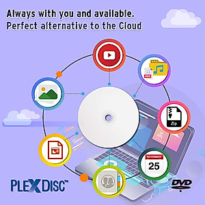 PlexDisc DVD-R 4.7GB 8X White Inkjet Hub Printable Disc - 100pk Spindle (FFP) 637-215-BX