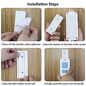 8 Pcs Adhesive Punch-Free Socket Holder - 【New Version】 Self-Adhesive Desktop Socket Fixer, Cable Management Punch Free Surge Protector, Desktop Mobile Plug-in Socket Fixer Bracket Stand (A-8Pcs)