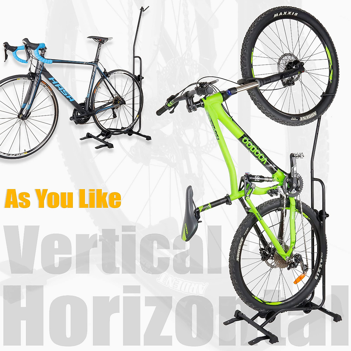 CyclingDeal Upright Bike Stand - Premium Quality Vertical & Horizontal Adjustable Bicycle Floor Parking Rack - for Storing MTB Road Bikes - up to 29” Wheel Size - Classic - 1 Bike